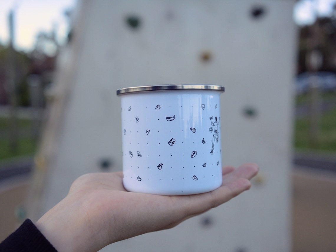 Personalised Male Bouldering Mug Enamel Camp Mug Custom Bouldering Mug ...