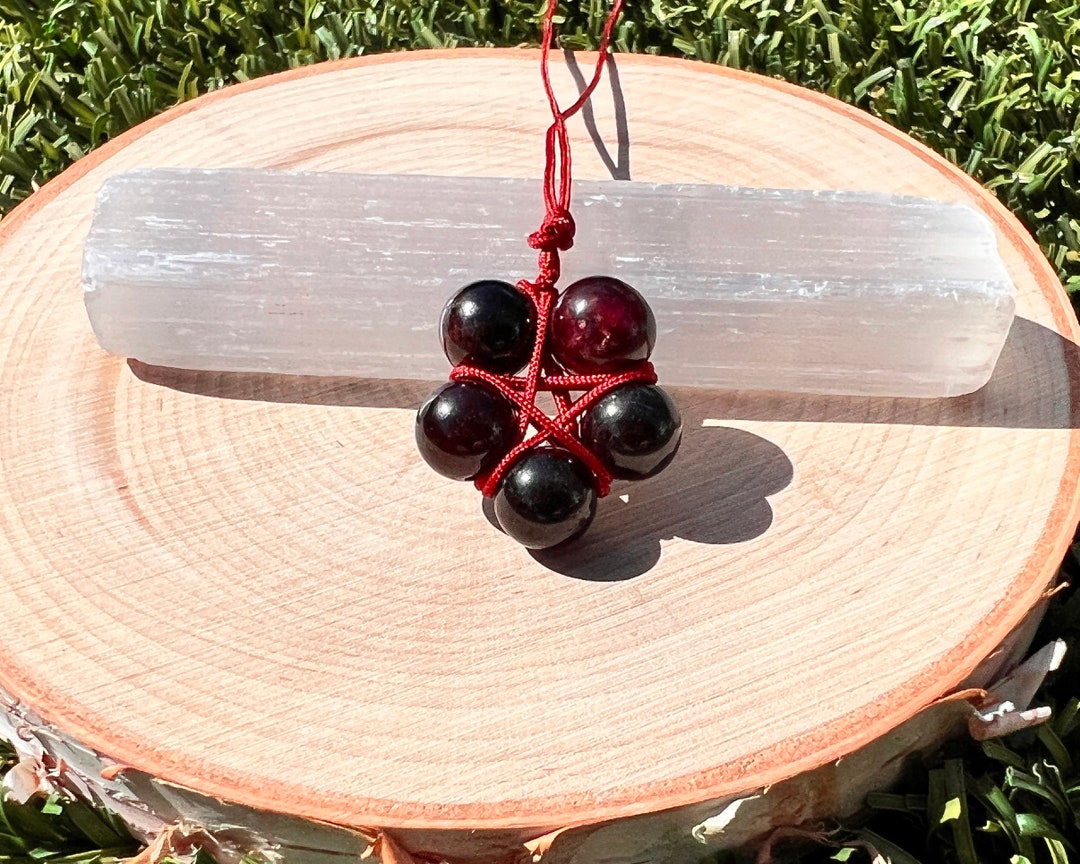 Red Garnet Necklace, Devotion, Pentagram Necklace, Adjustable, Satin ...