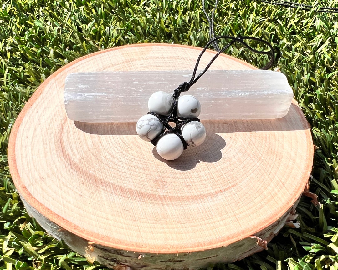 Howlite Pentagram Pendant Necklace, Satin Cord, Healing Crystal - Etsy