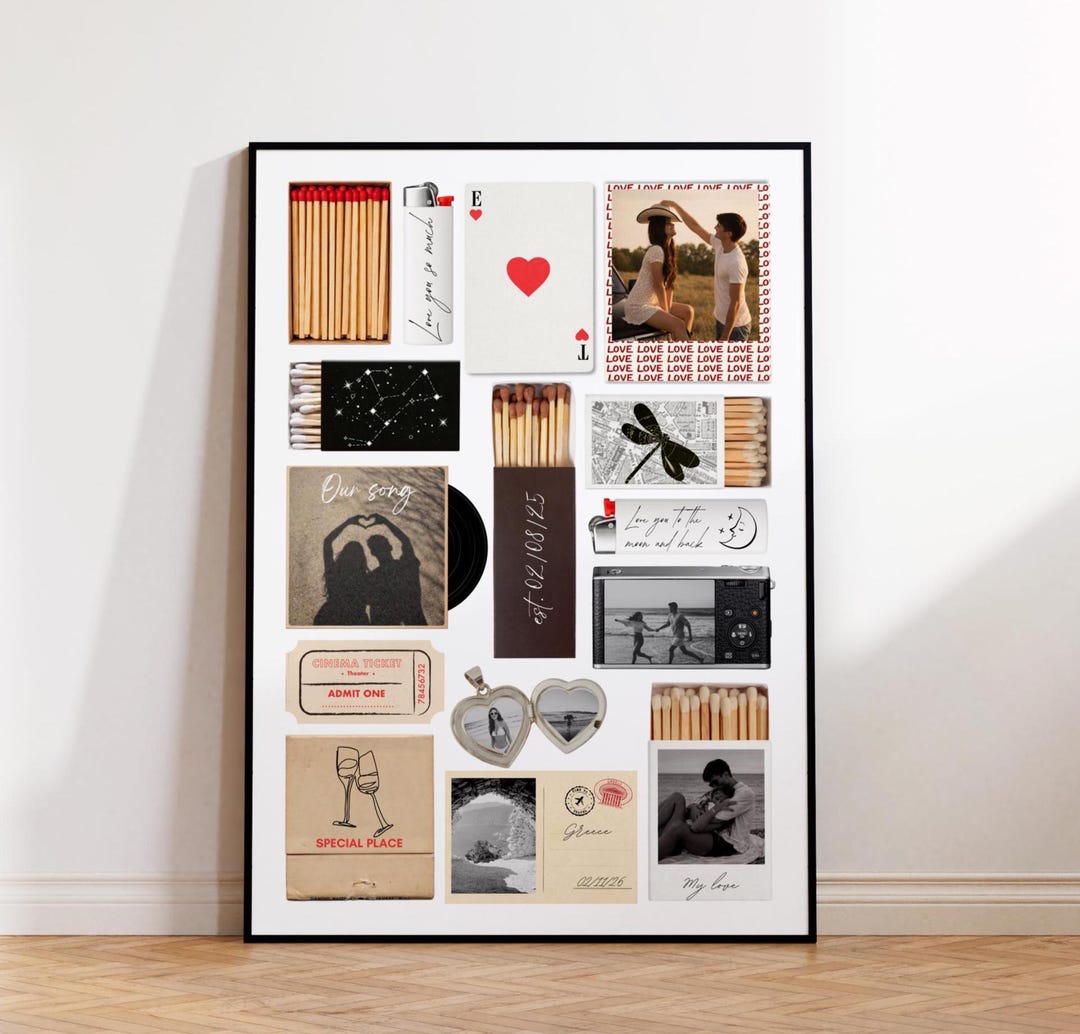 French Matchbox Art Template | Anniversary Gift, Couple Memory Collage ...