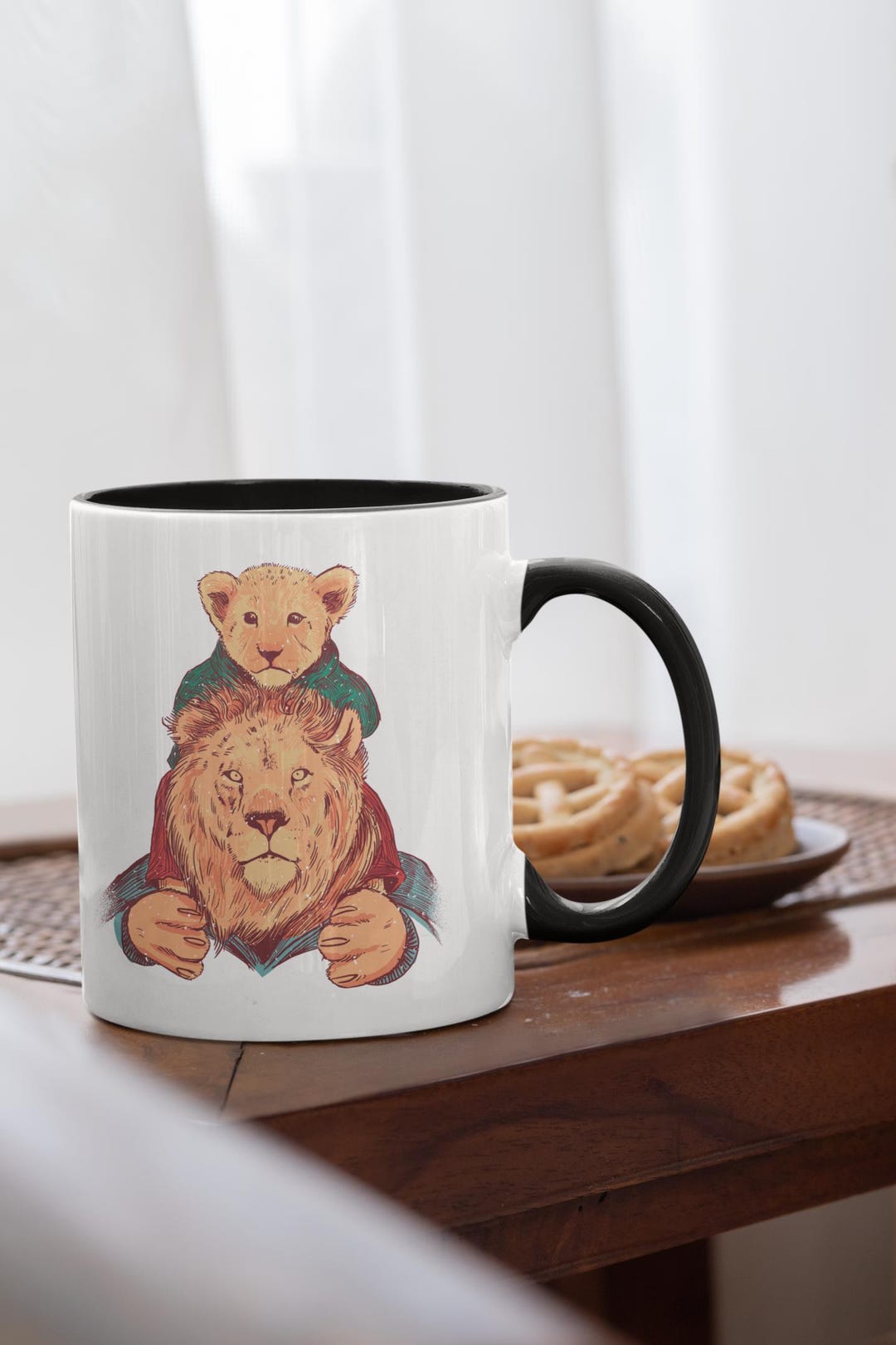 Retro Style Vintage Style Lion Dad and Son Mug | Wild Father’s Day ...