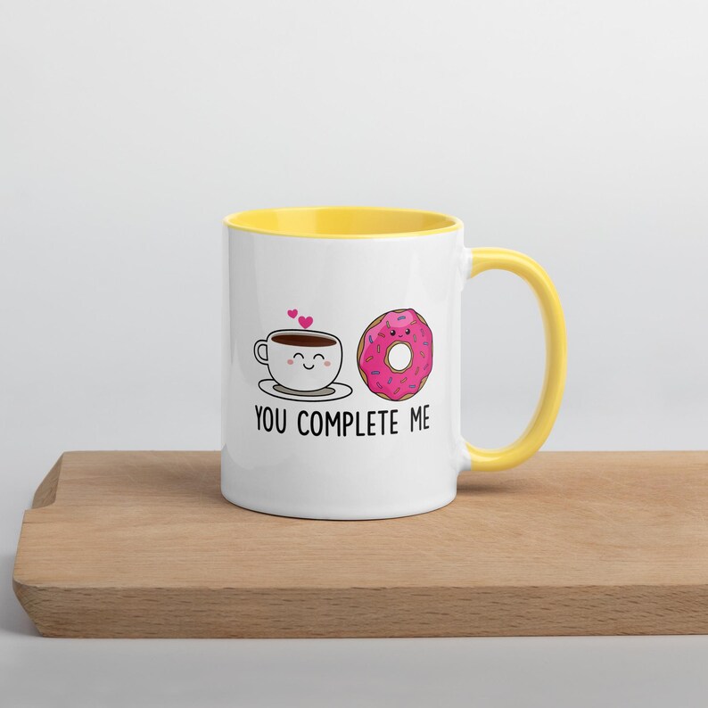 You Complete Me Mug | Cute Coffee and Donut Design | Kawaii Style ...