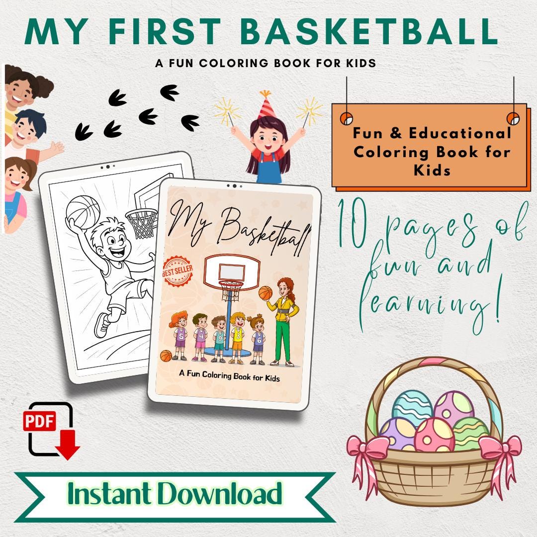 My First Basketball Coloring Book for Kids | Fun Basketball Scenes ...