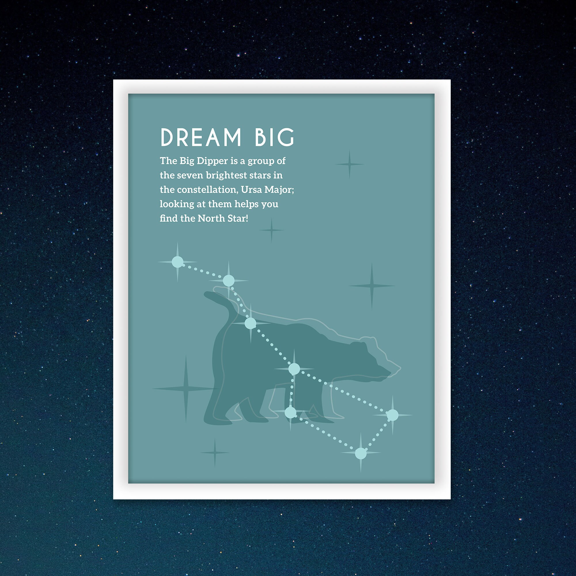 Dream Big, Big Dipper Kids Printable Wall Art teal Decorate Your Home ...