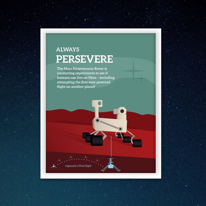 Mars Perseverance Rover Printable Wall Art • Mars Rover Poster • Kids ...