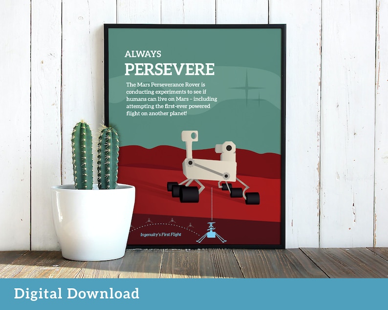 Mars Perseverance Rover Printable Wall Art • Mars Rover Poster • Kids ...