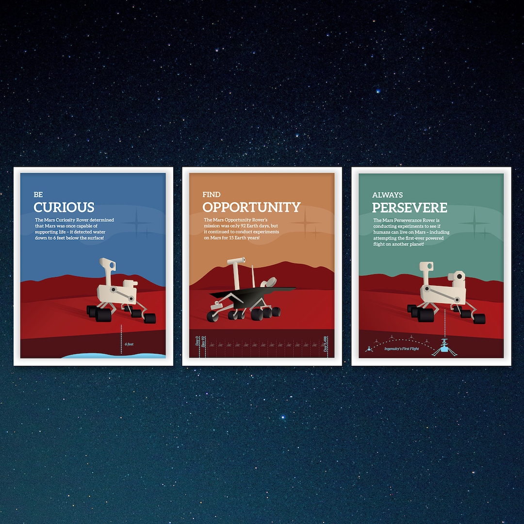 Mars Rovers Outer Space Set of 3 Printable Wall Art - Decorate Your Kid ...