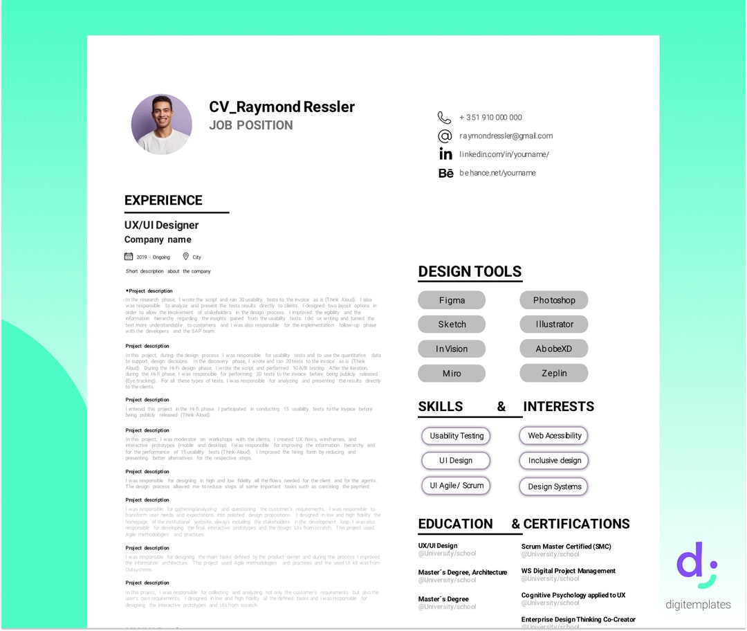 Powerpoint Resume Template + Free Cover Letter + References - Etsy
