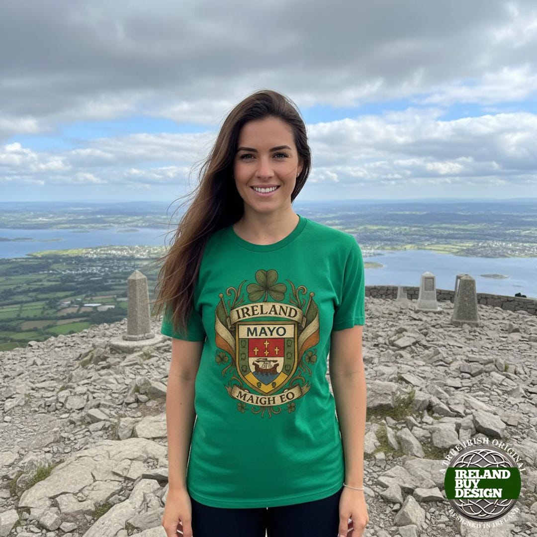 Mayo Irish Heritage T-shirt With Vintage County Crest, Designed in ...