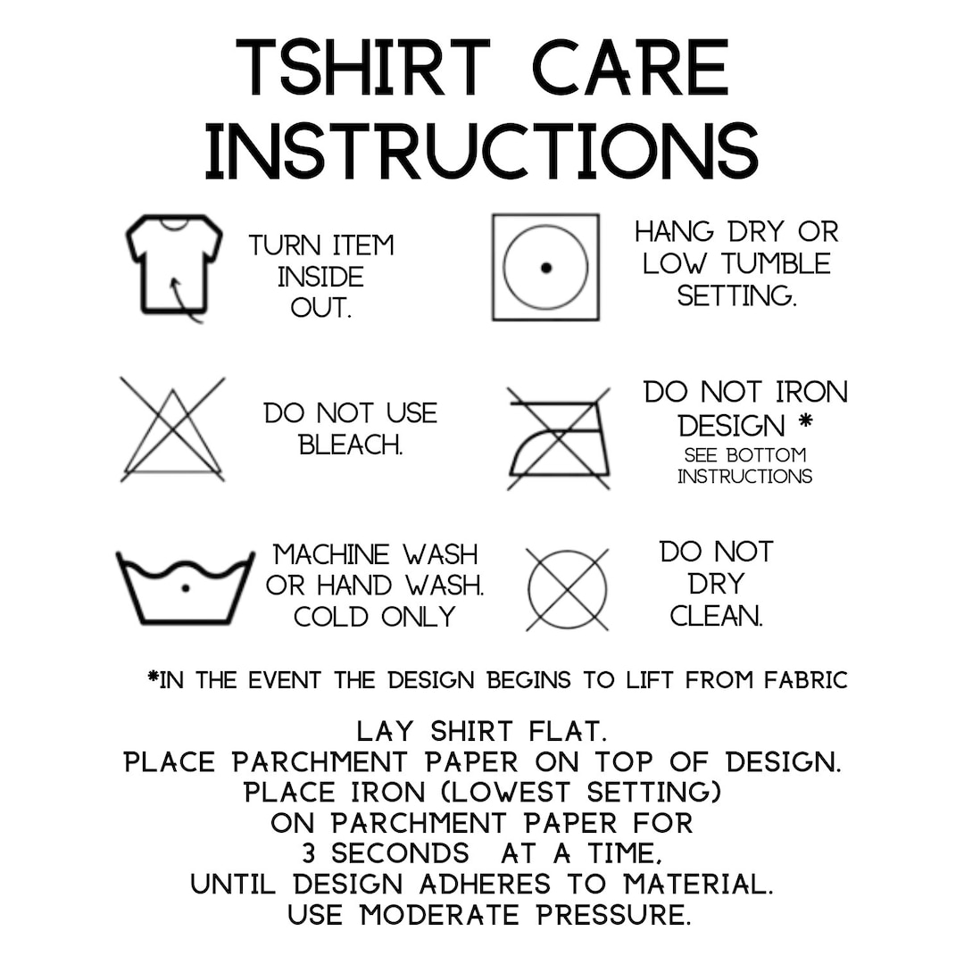 INSTANT DOWNLOAD- T-shirt Care Instructions - Etsy