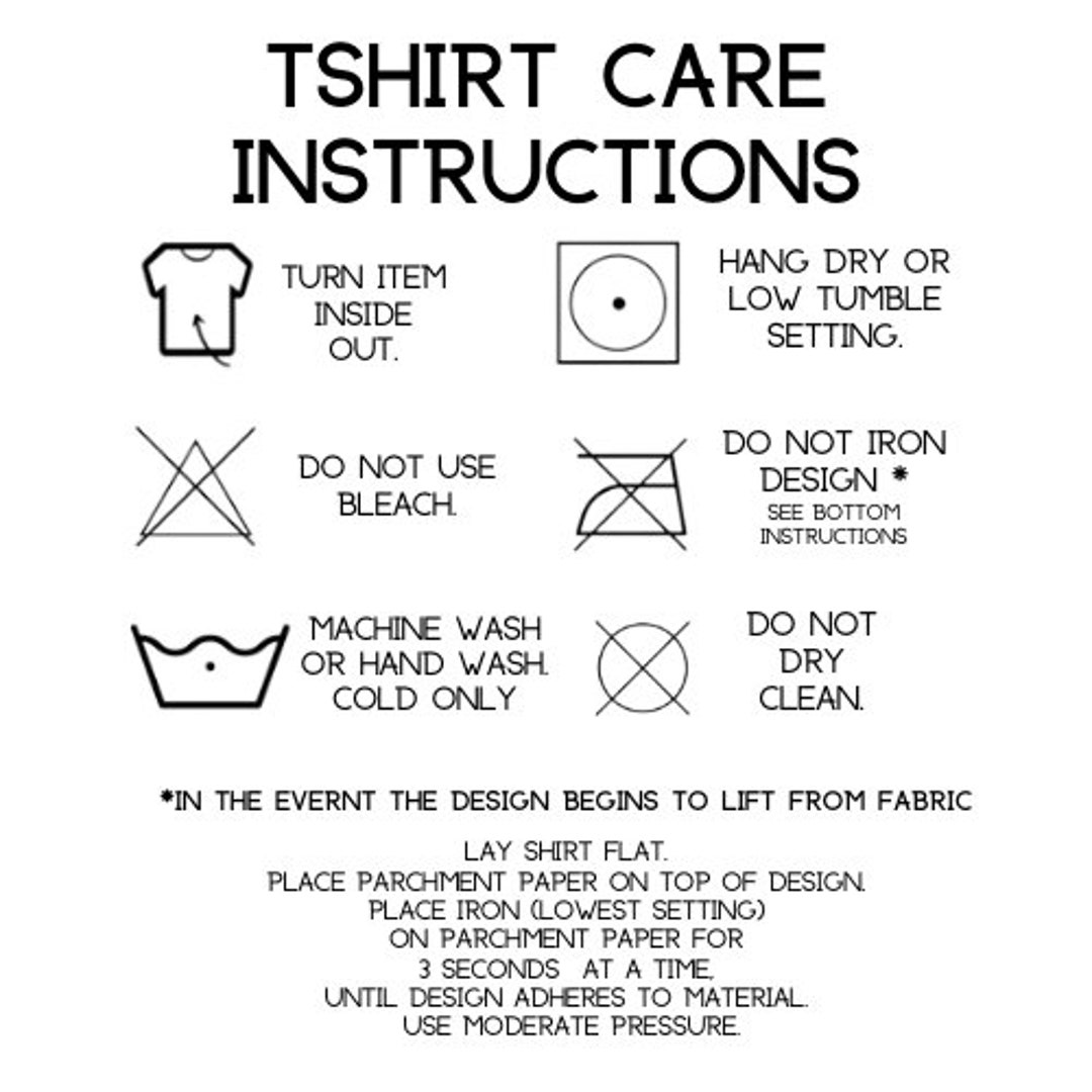 INSTANT DOWNLOAD T-shirt Care Instructions - Etsy