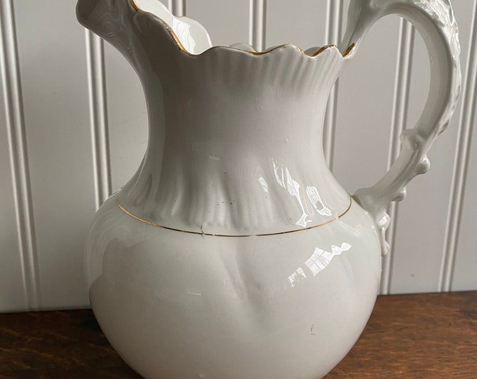 Antique V P Co Admiral Porcelain Water Pitcher With Gold Trim - Etsy