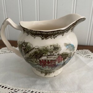Transferware Creamer Pitcher Made in England Green Red Scene - Etsy