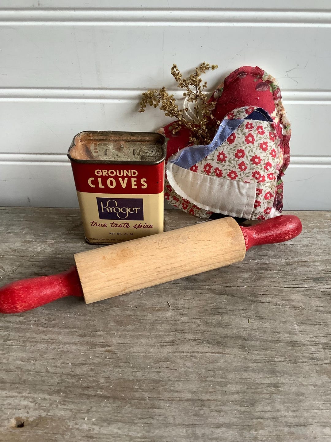 Child Size Rolling Pin With Red Handles Farmhouse Kitchen - Etsy