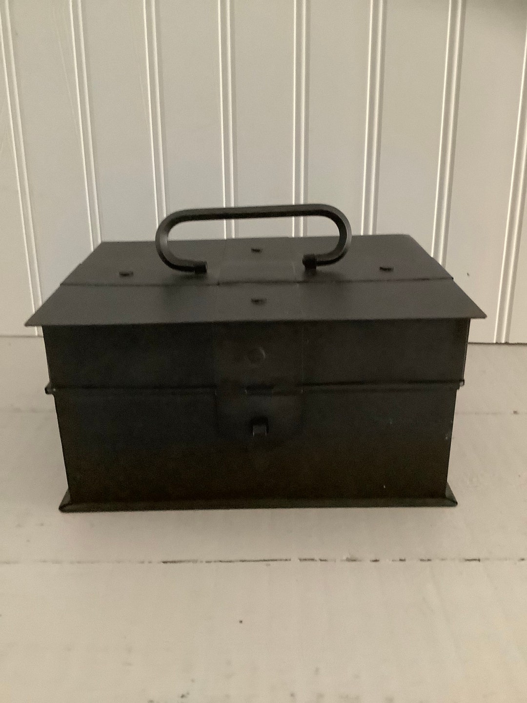 Black Metal Box With Clasp and Handle - Etsy