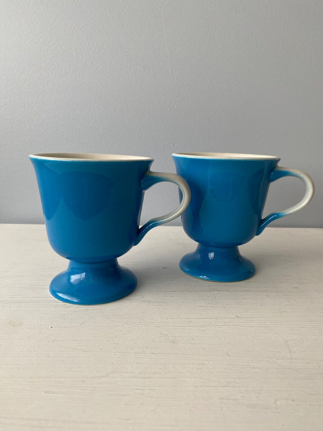 Jackson Blue and White Restaurant Ware Footed Coffee Mugs Irish Coffee ...