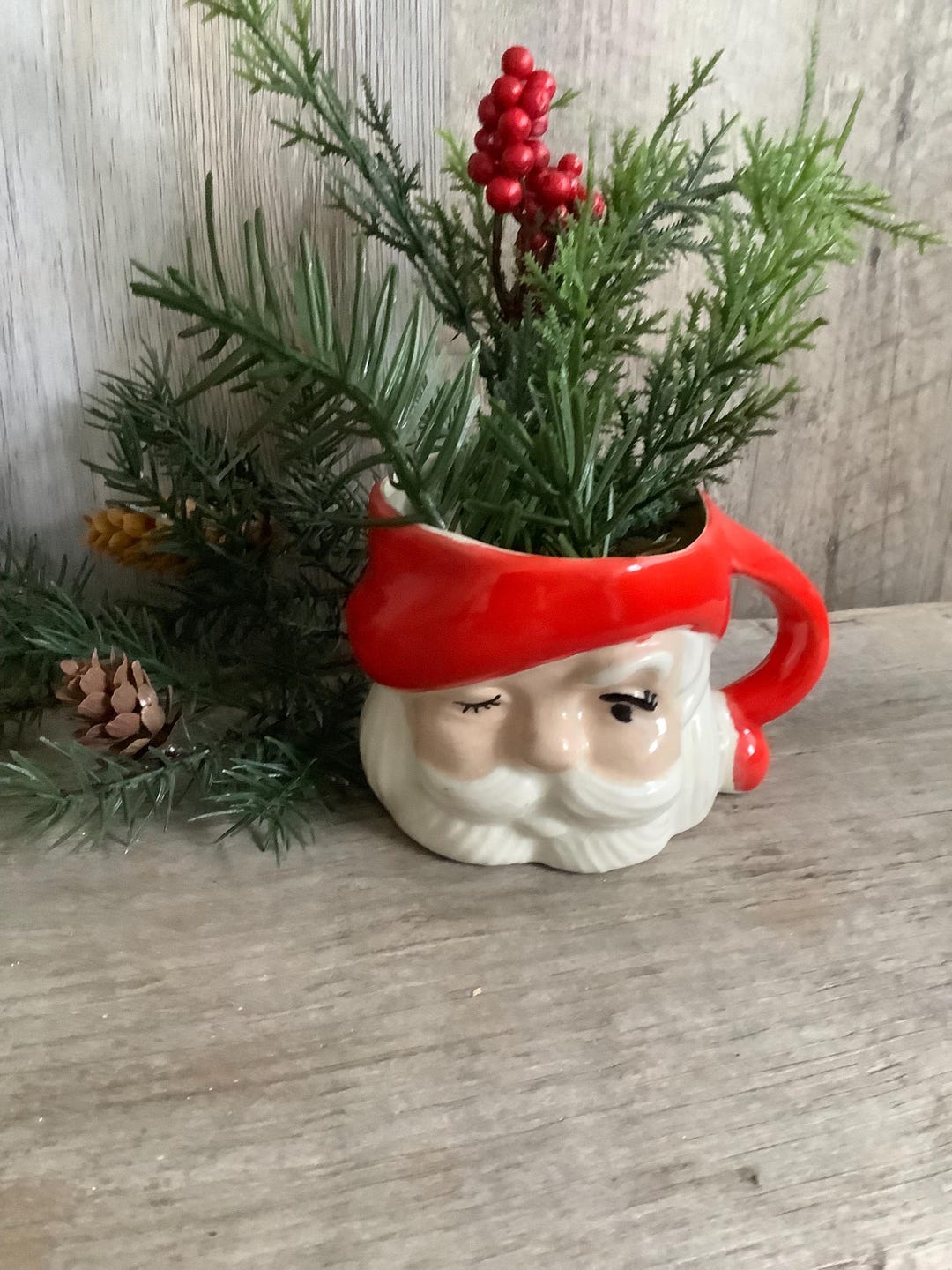 Winking Santa Mug Unmarked MCM Christmas Seasonal Decor - Etsy