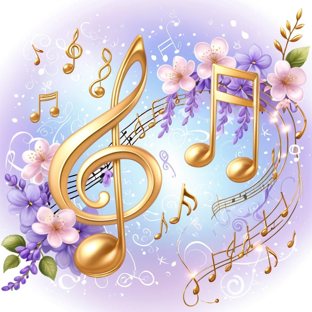 12 Watercolor Music Notes Flowers Clip Art. High Quality Musical ...