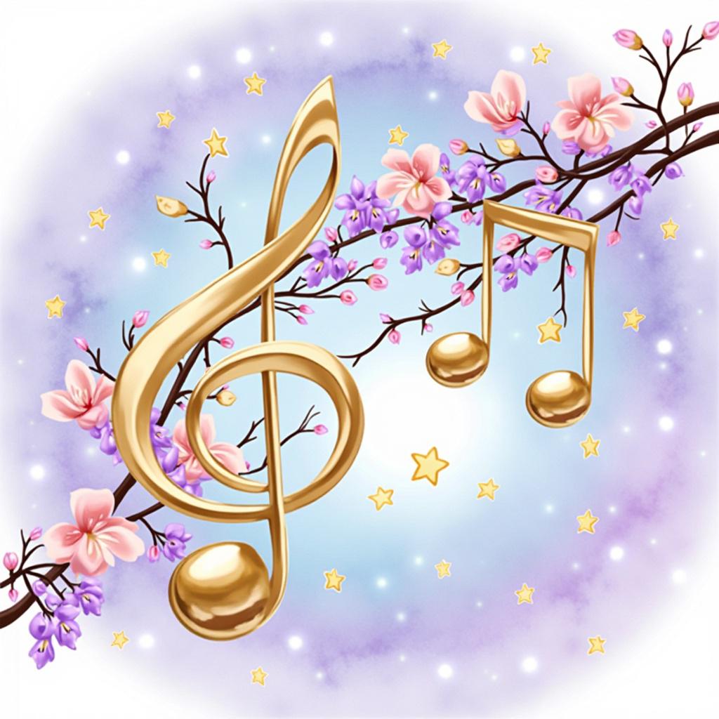 12 Watercolor Music Notes Flowers Clip Art. High Quality Musical ...