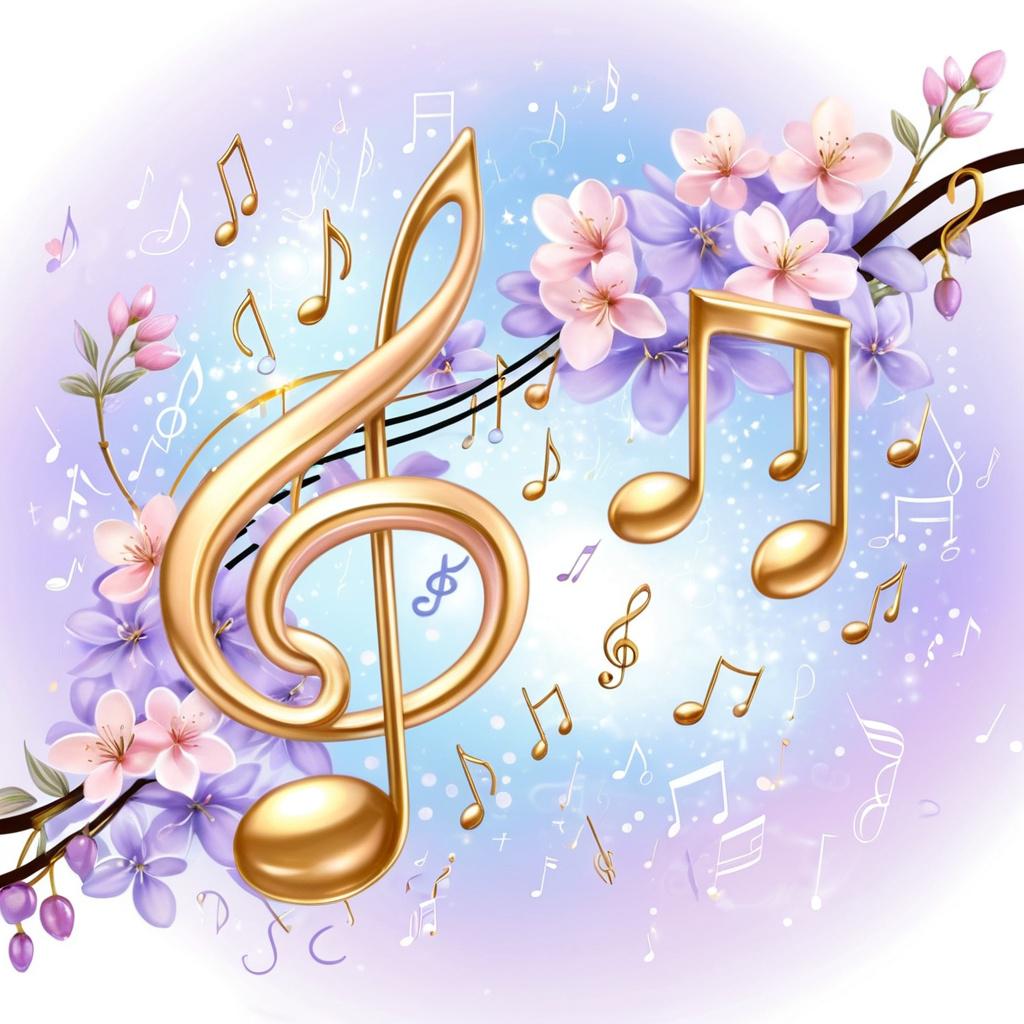 12 Watercolor Music Notes Flowers Clip Art. High Quality Musical ...