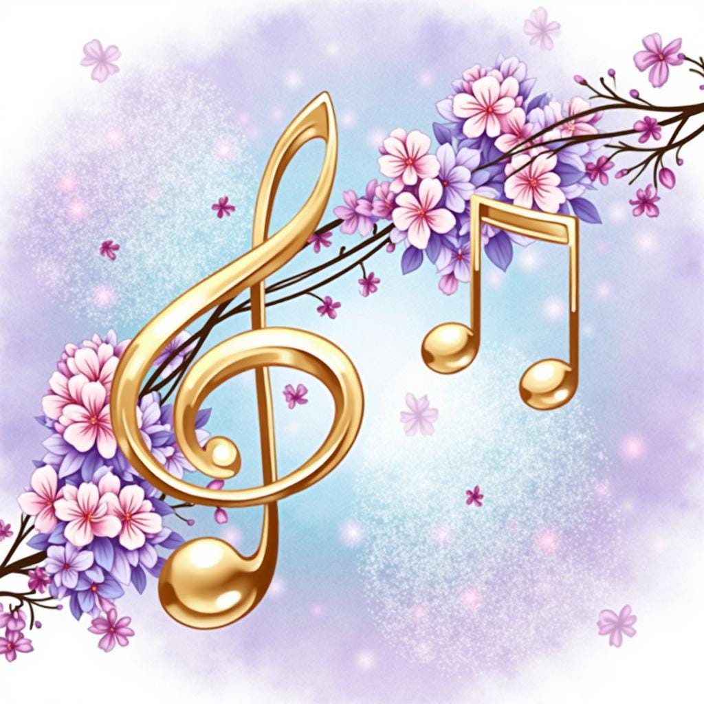 12 Watercolor Music Notes Flowers Clip Art. High Quality Musical ...