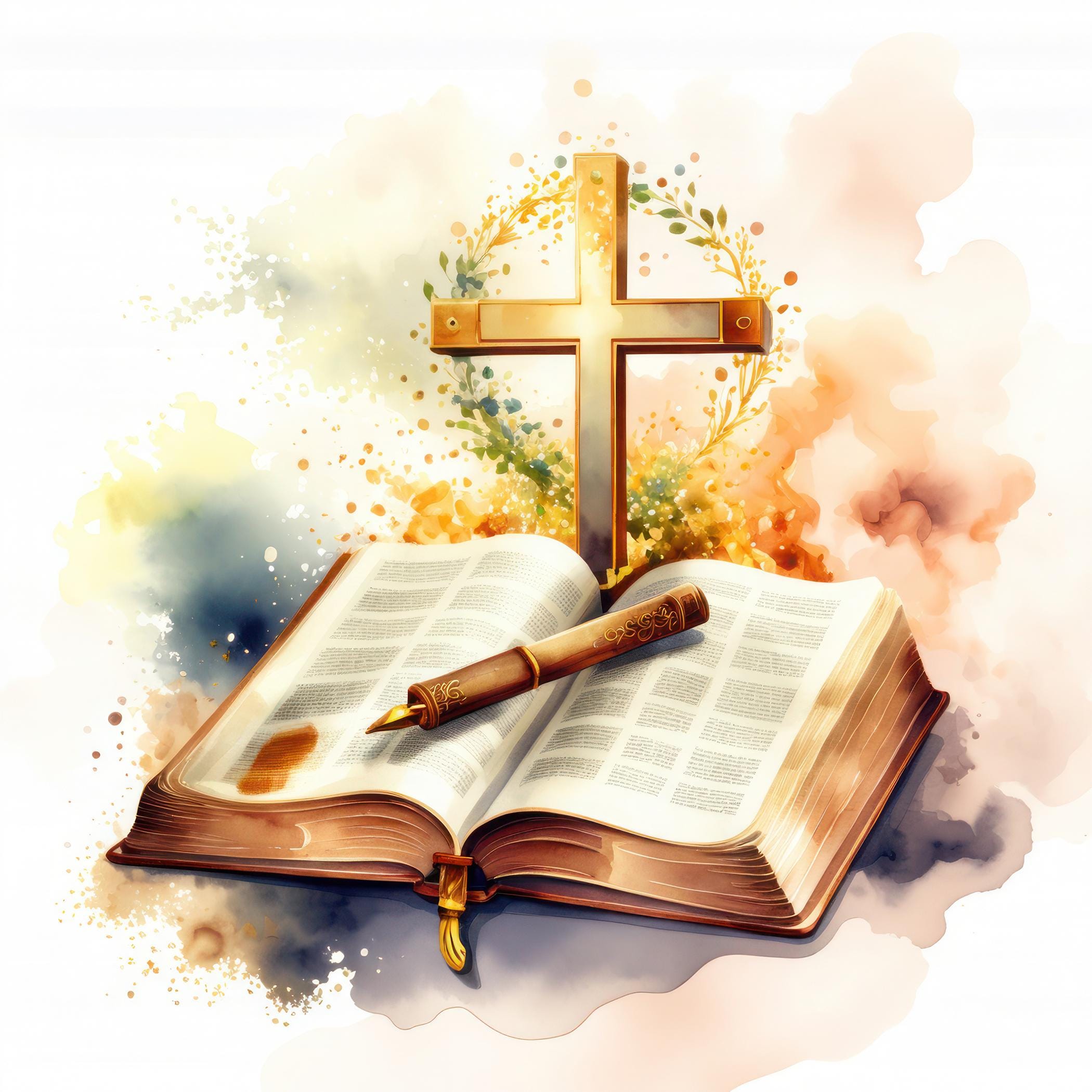 12 Watercolor Clip Art of Bible. Holy Bible Clip Art. High Quality ...