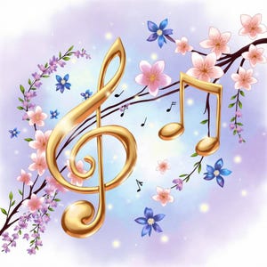 12 Watercolor Music Notes Flowers Clip Art. High Quality Musical ...