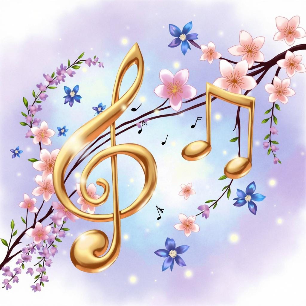 12 Watercolor Music Notes Flowers Clip Art. High Quality Musical ...