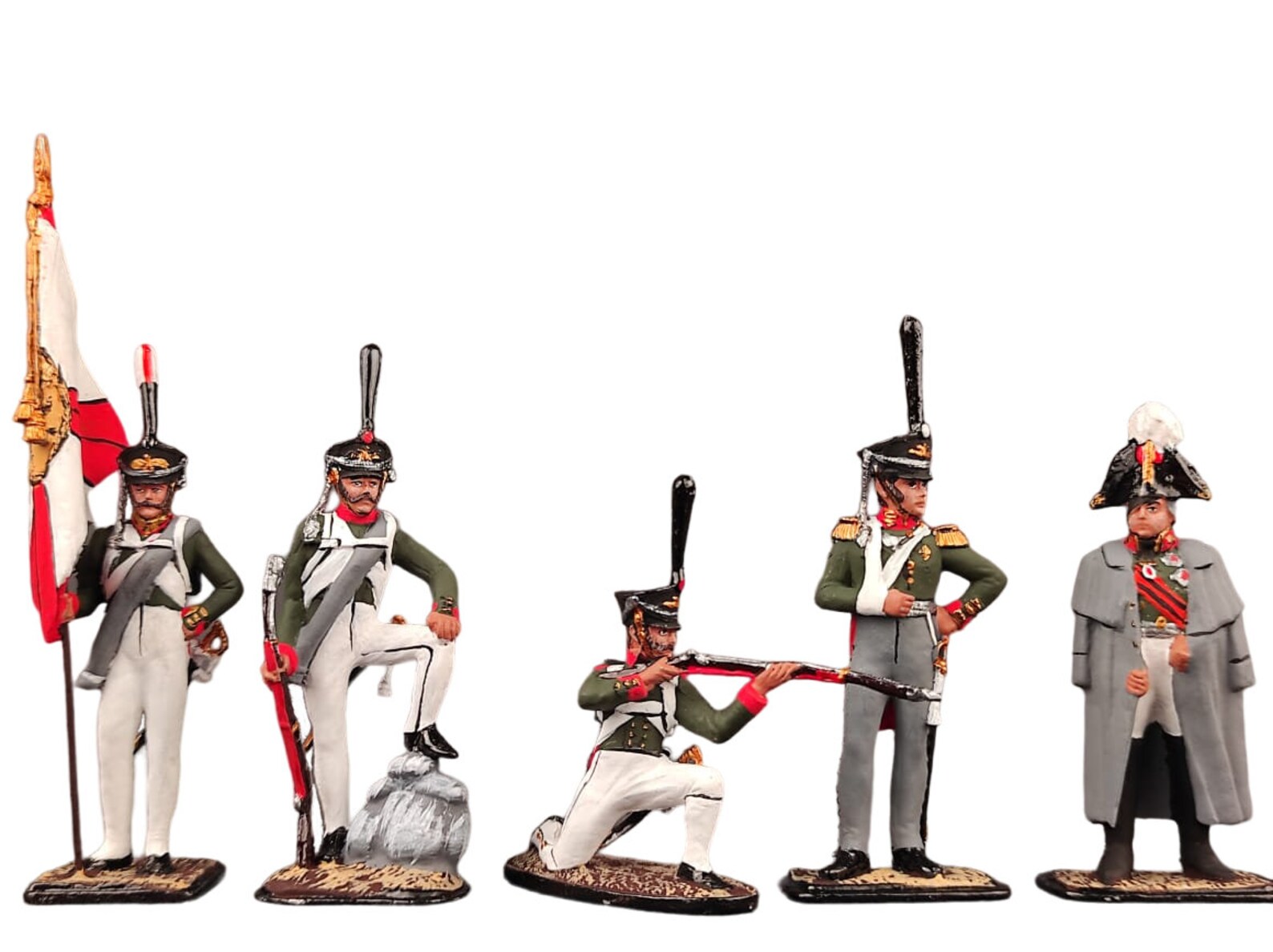 A Set of Painted Tin Soldiers. 5 Figurines 54 Mm Model Scale 1:32 ...