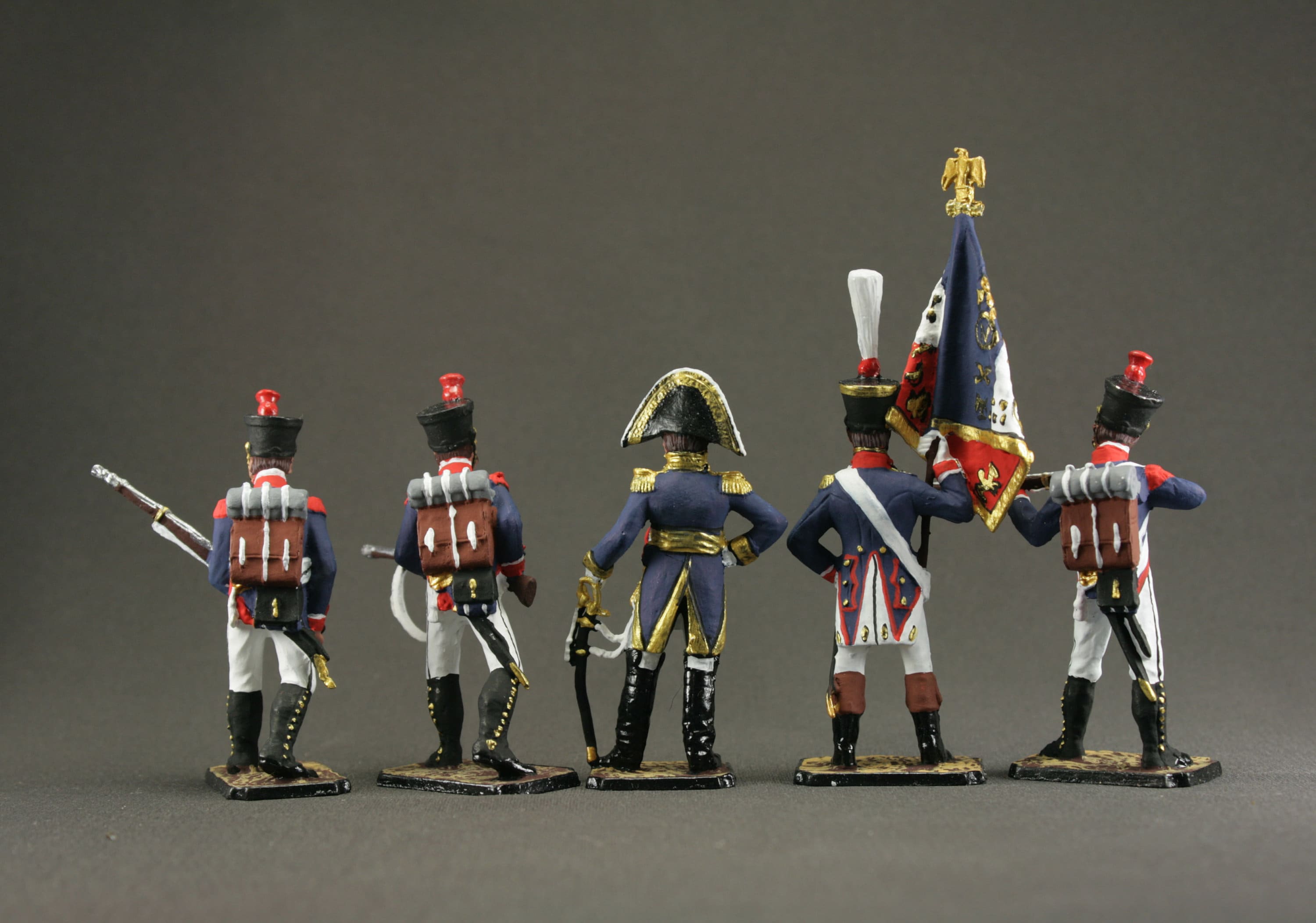 A Set of Painted Tin Soldiers. 5 Figurines 54 Mm Model Scale 1:32 ...