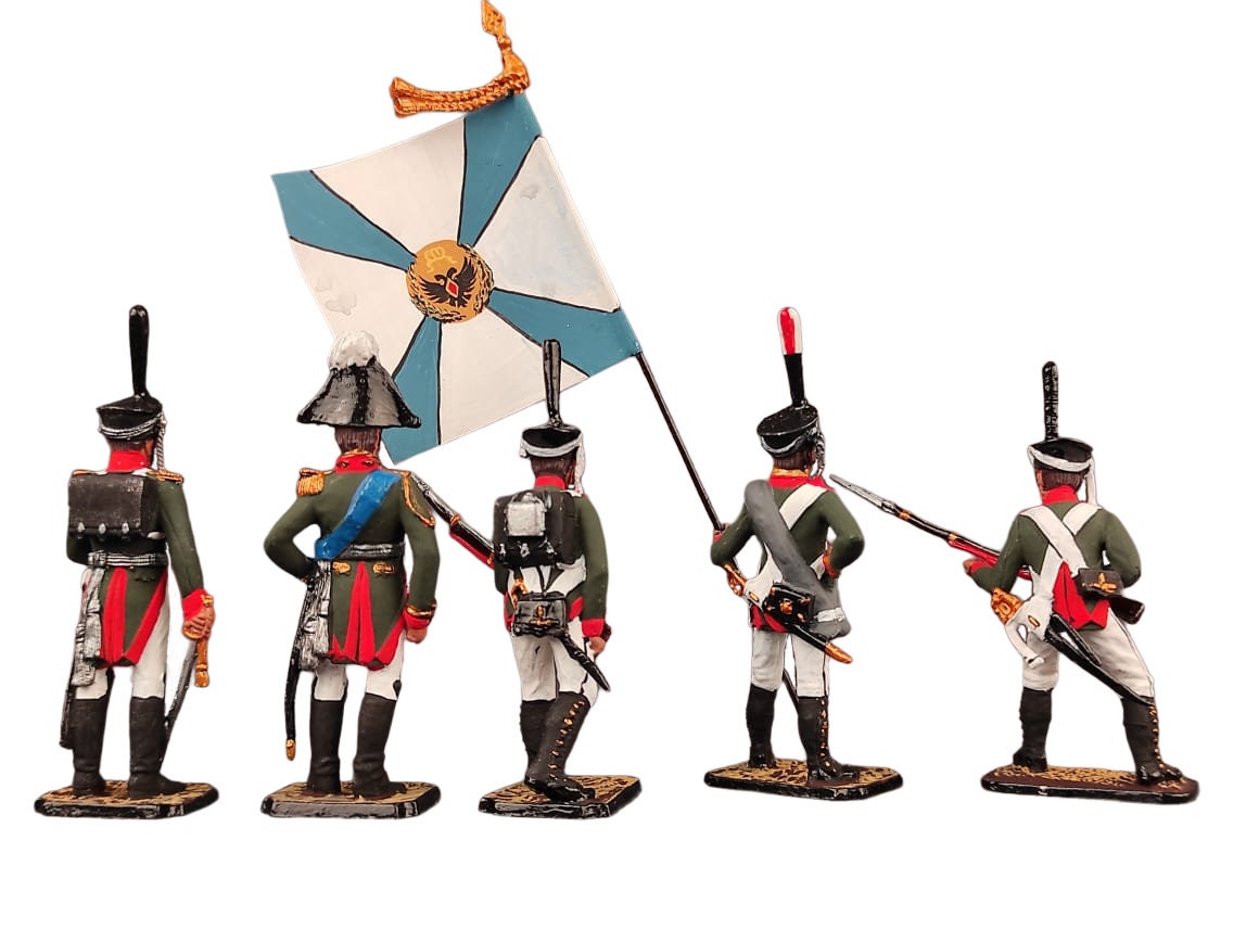 A Set of Painted Tin Soldiers. 5 Figurines 54 Mm Model Scale 1:32 ...
