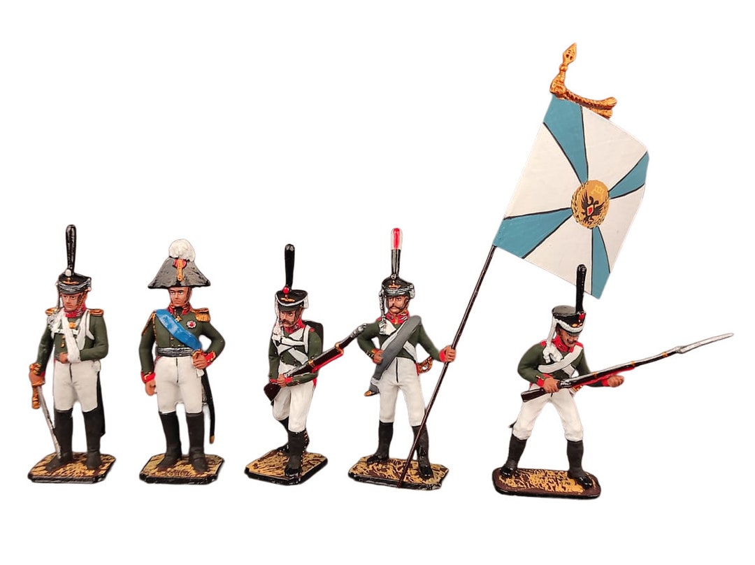 A Set of Painted Tin Soldiers. 5 Figurines 54 Mm Model Scale 1:32 ...