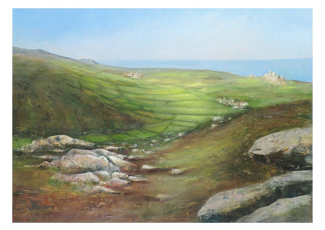Cornish Landscape Painting. Cornwall Art Greeting Card by Jan Rogers - Etsy