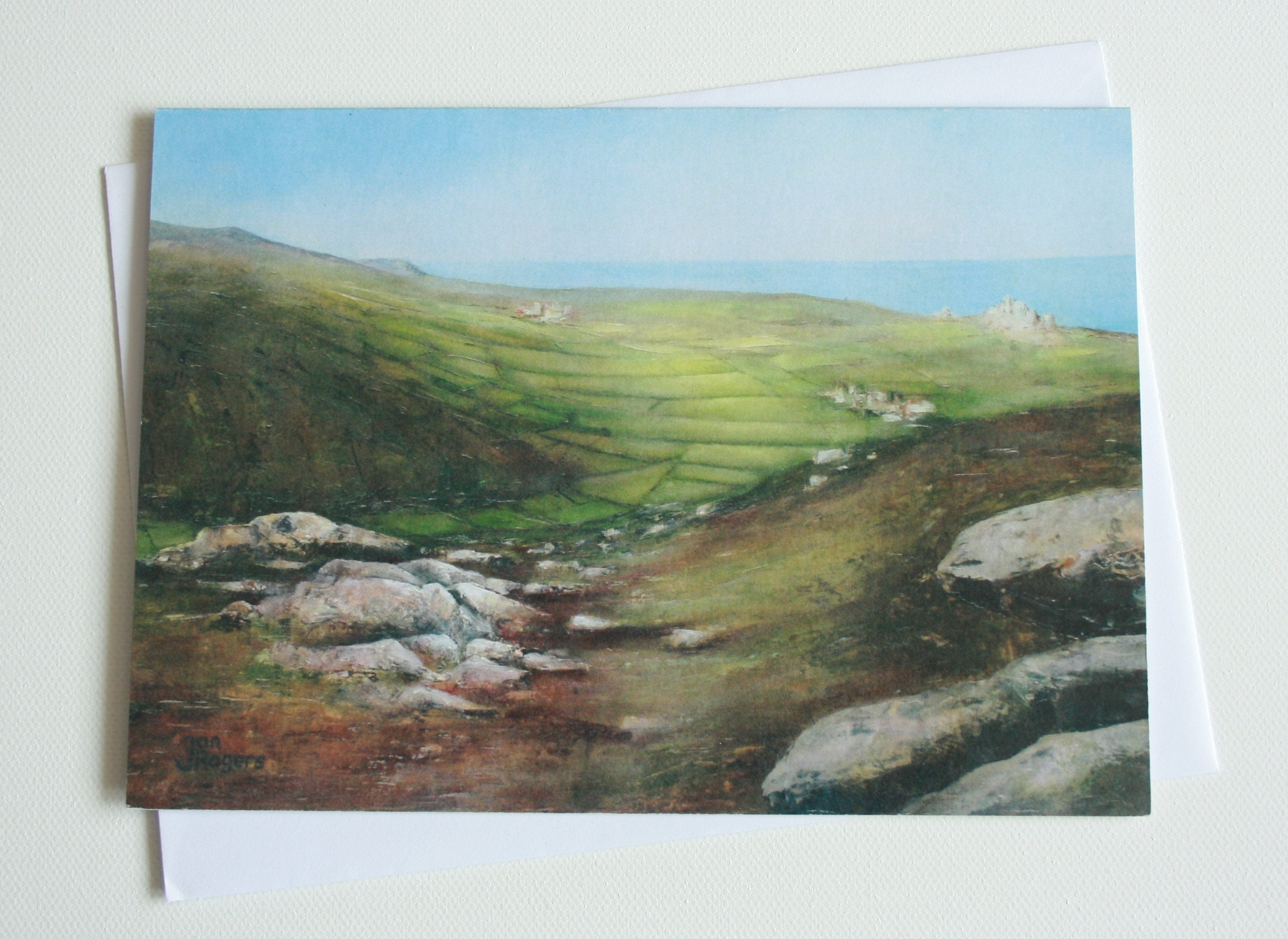 Cornish Landscape Painting. Cornwall Art Greeting Card by Jan Rogers - Etsy