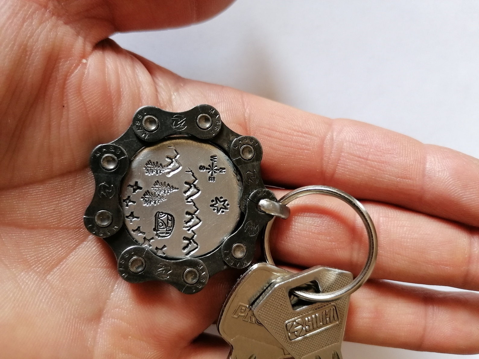 Keychain Made From Old Recycled Bike Chain, Gift for Bike Riders and ...