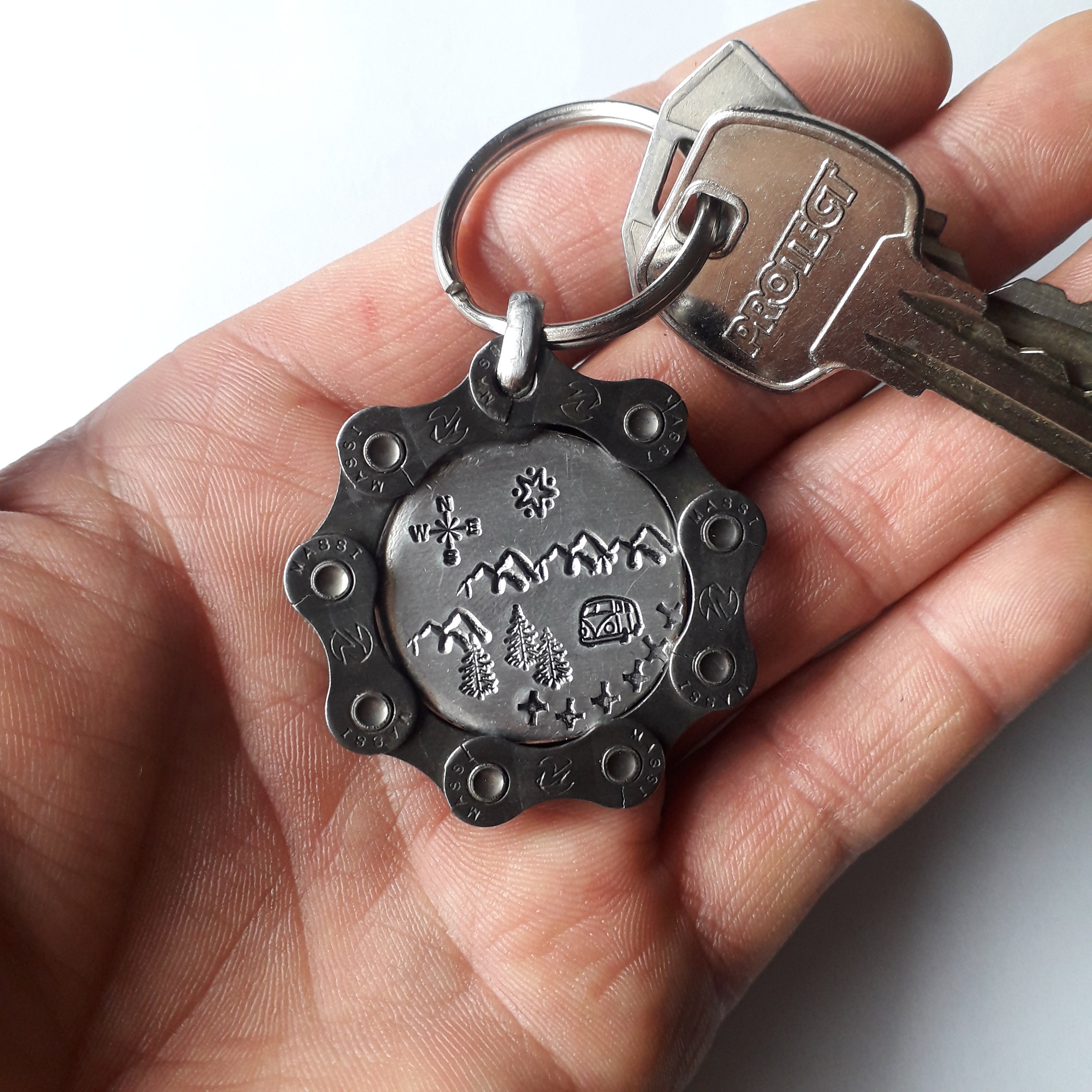 Keychain Made From Old Recycled Bike Chain, Gift for Bike Riders and ...