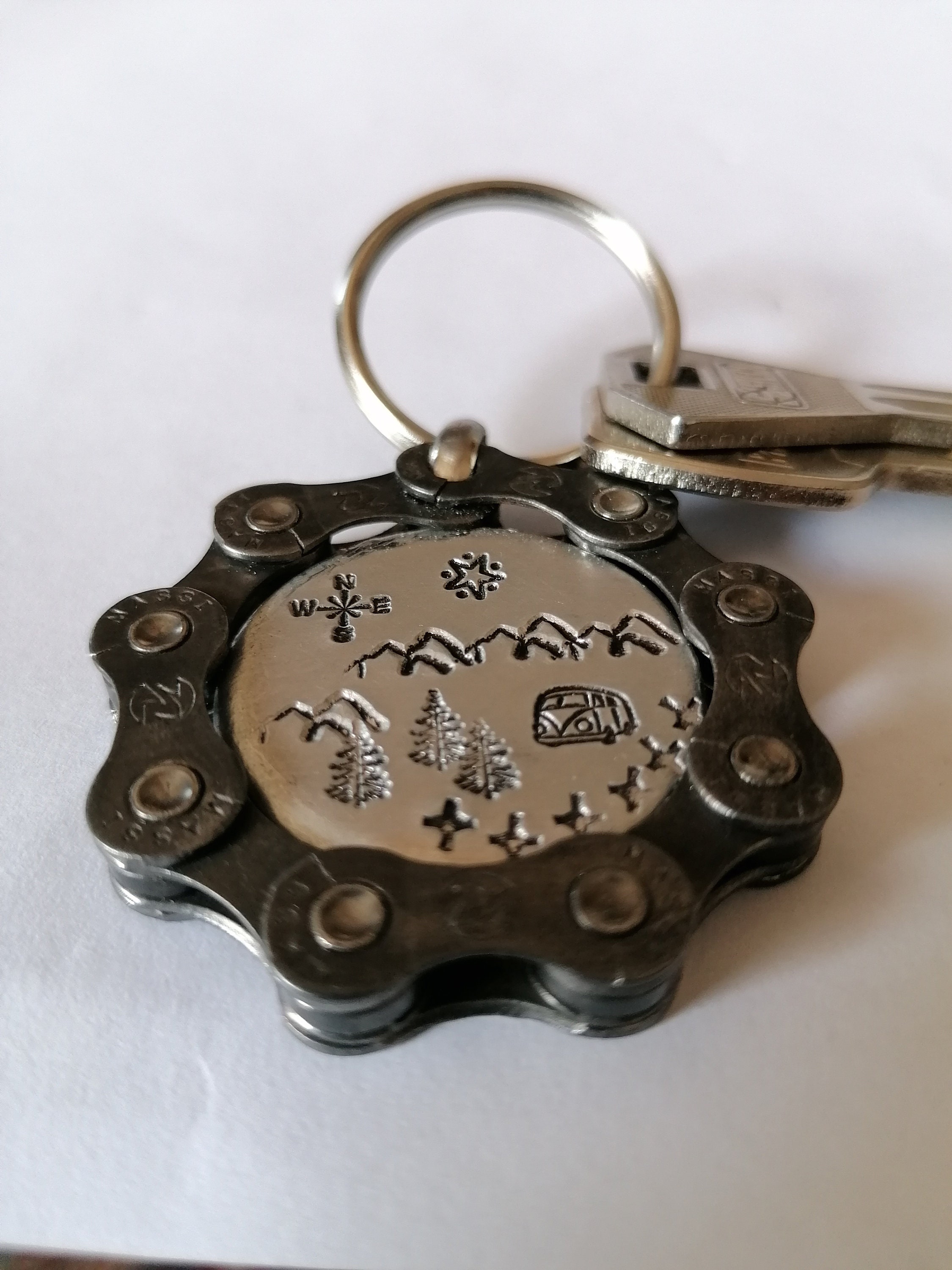Keychain Made From Old Recycled Bike Chain, Gift for Bike Riders and ...