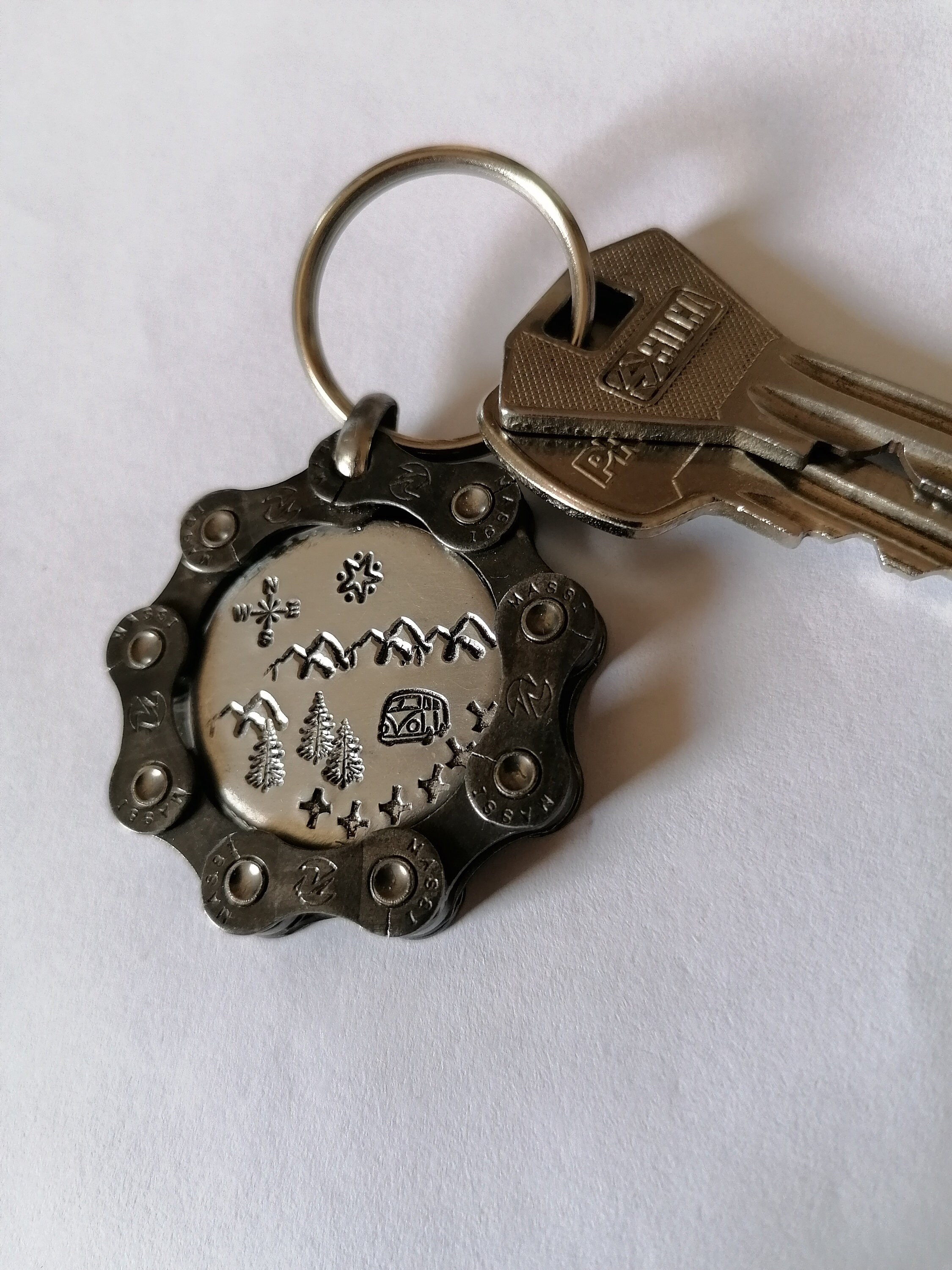 Keychain Made From Old Recycled Bike Chain, Gift for Bike Riders and ...