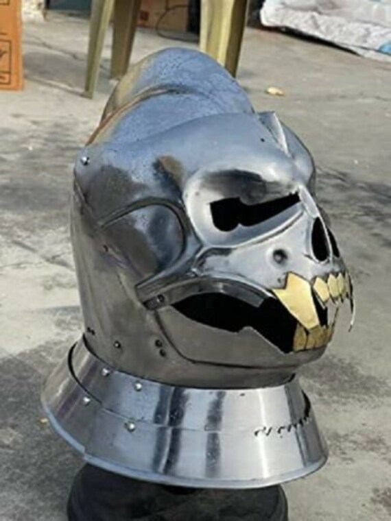 Memorabilia Collectibles Medieval Helmet Old Demonic Face Helmet ...