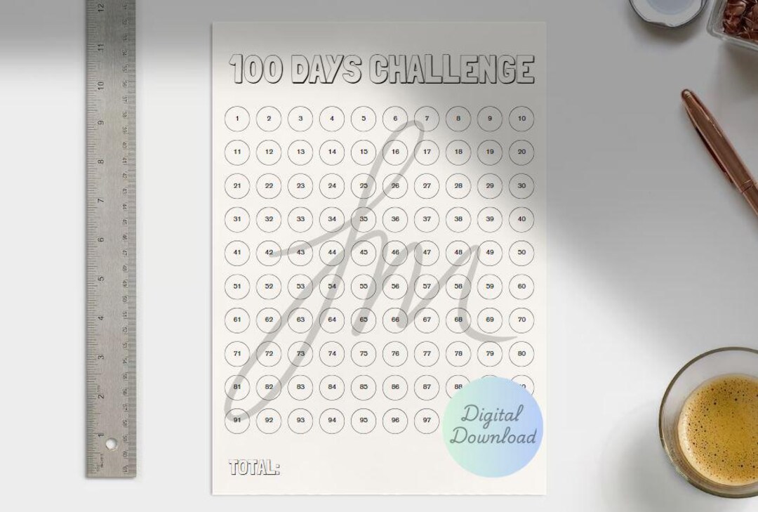 100 Day Challenge Tracker - Etsy