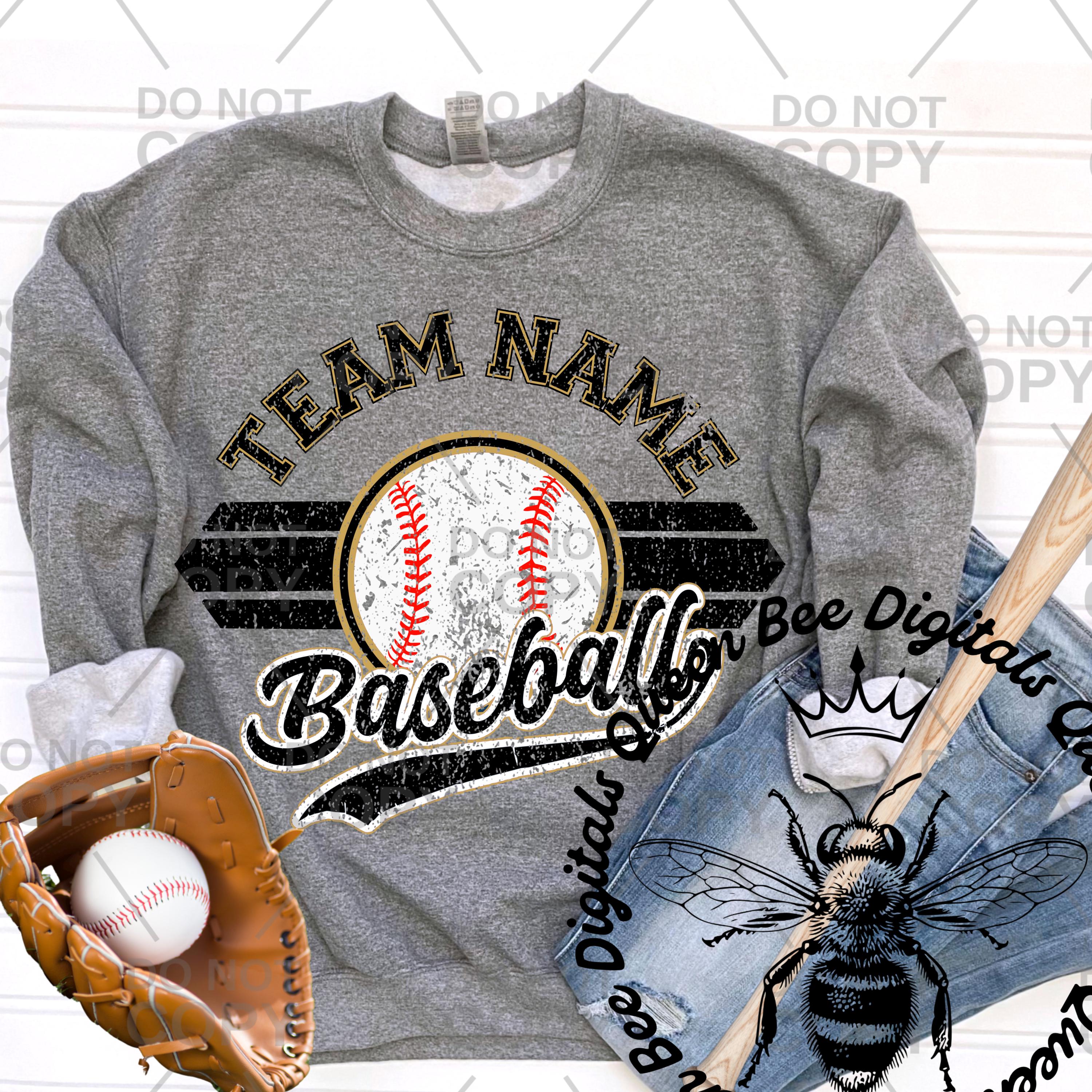 Custom Distressed Retro Baseball PNG: Personalized Team Design (digital ...