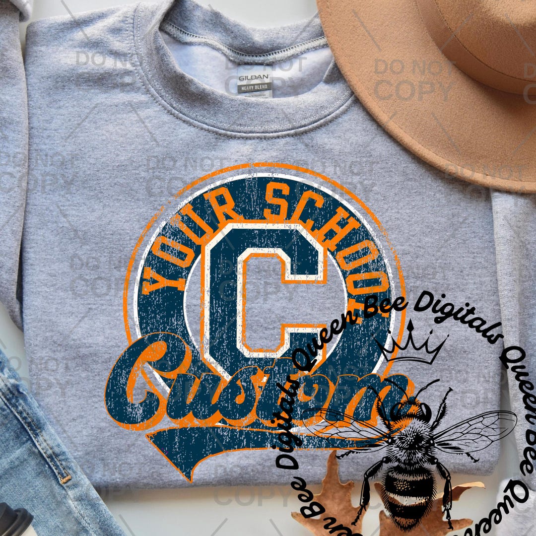 Custom Distressed Retro School Mascot Spirit Wear Sublimation PNG ...