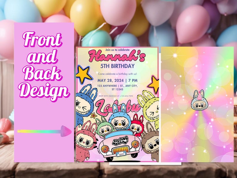 Labubu Birthday Invitation | Editable Digital Party Invite | Cute ...