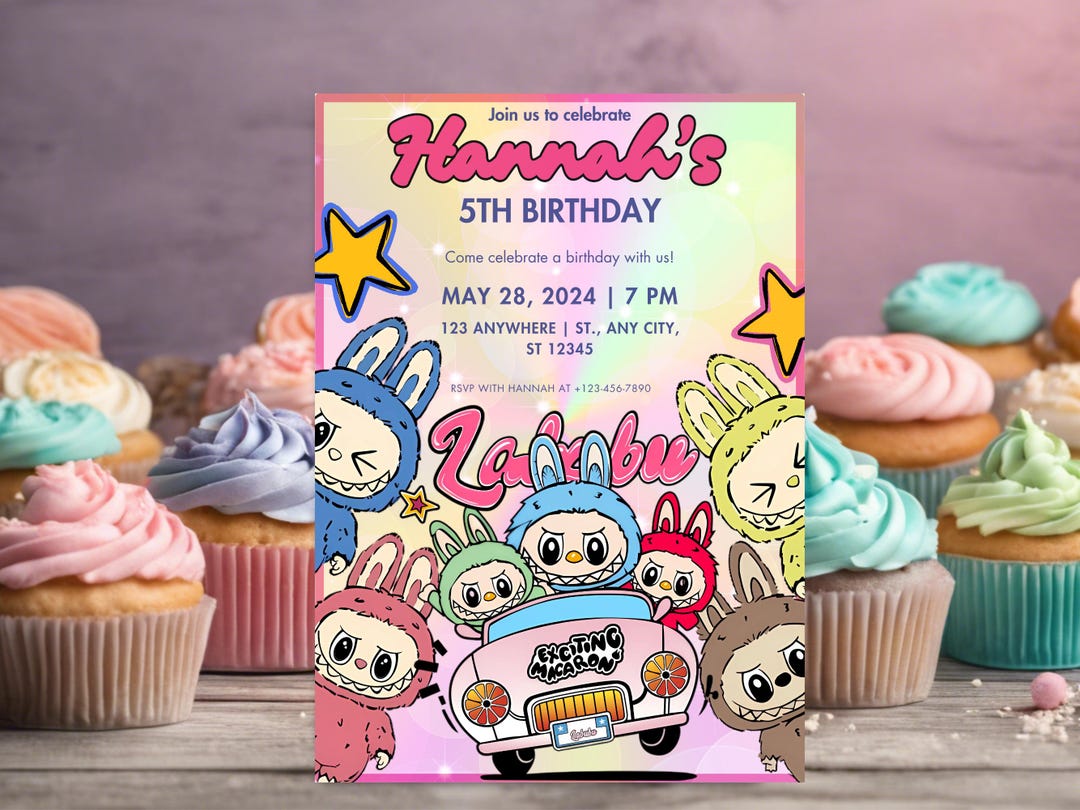 Labubu Birthday Invitation | Editable Digital Party Invite | Cute ...