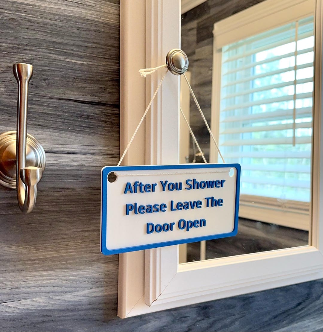 Shower Room Sign: Leave Door Open Reminder, 3D Printed - Etsy