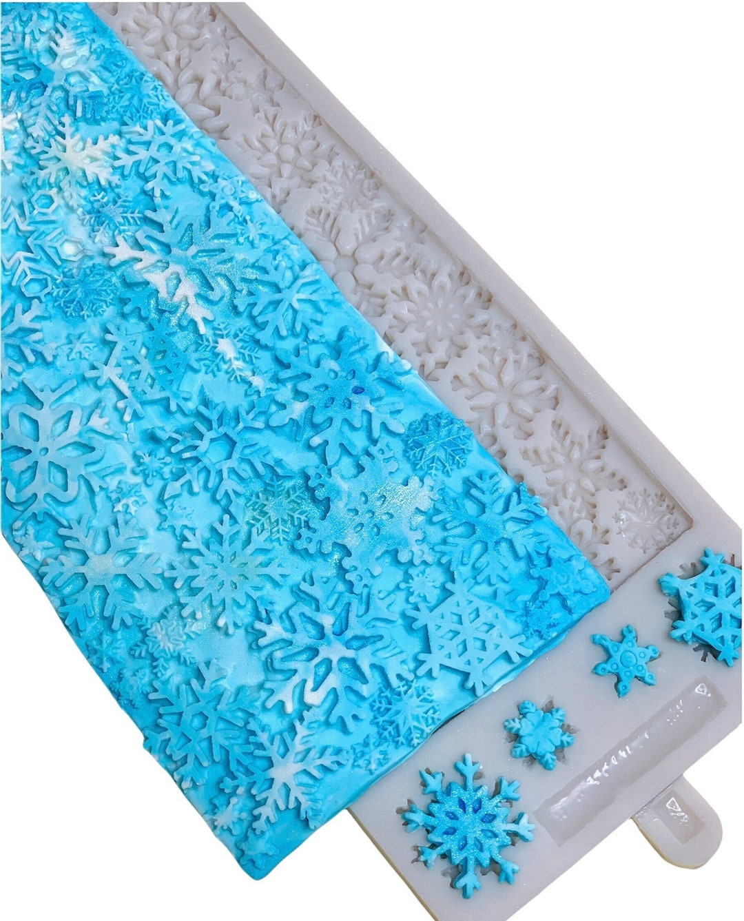 Big Size Snow Flakes Pattern Silicone Mold, Winter Snowflakes Impress ...