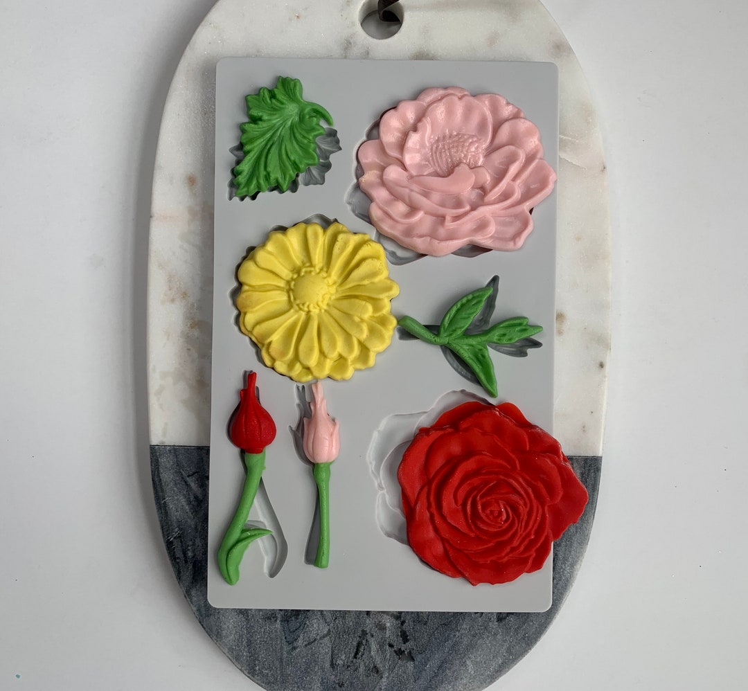 Floral Silicone Mold, Roses, Aster, Cake Decor, Resin, Clay - Etsy