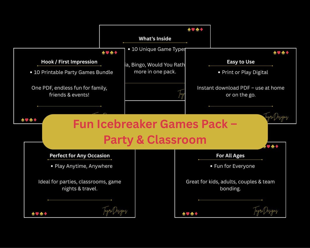 Printable Party Games Bundle | 10 Fun Icebreakers & Conversation ...