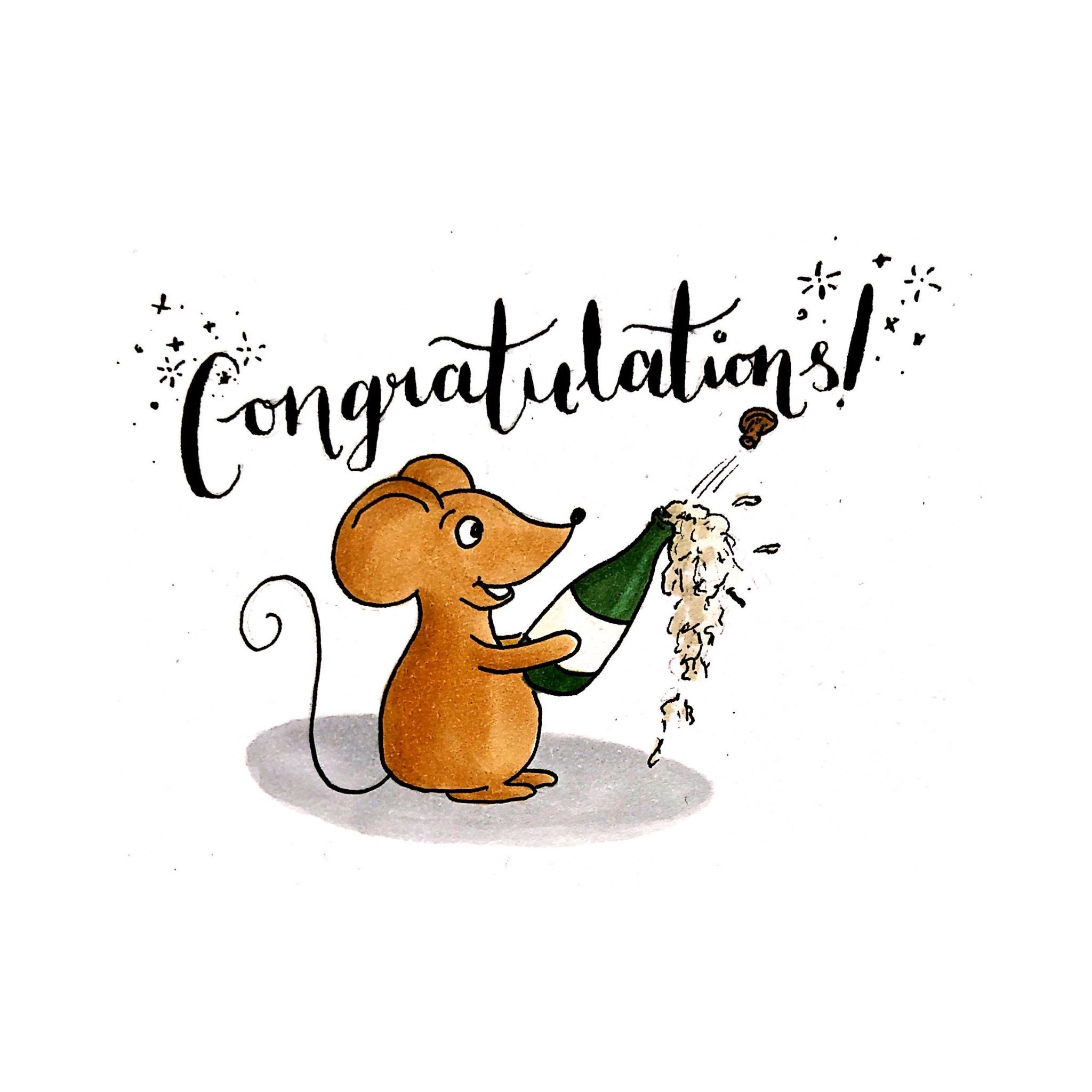 Congratulations Mouse Greeting Card, Good News Cards, Illustrated ...