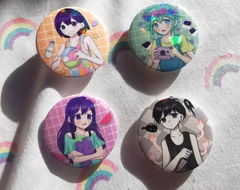 NEW Holographic Omori Button Pins - Etsy